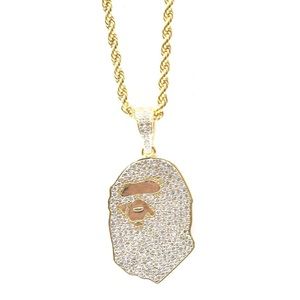 Accessories | 14k Gold Finish Lab Diamond Bape Ape Charm Chain | Poshmark